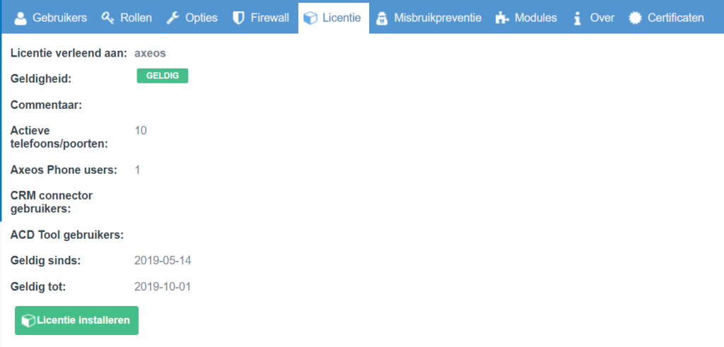 Licentie - Axeos